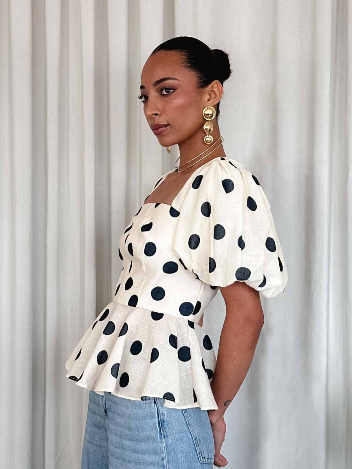 SIRKA TOP BLACK DOTS - Landa Shop